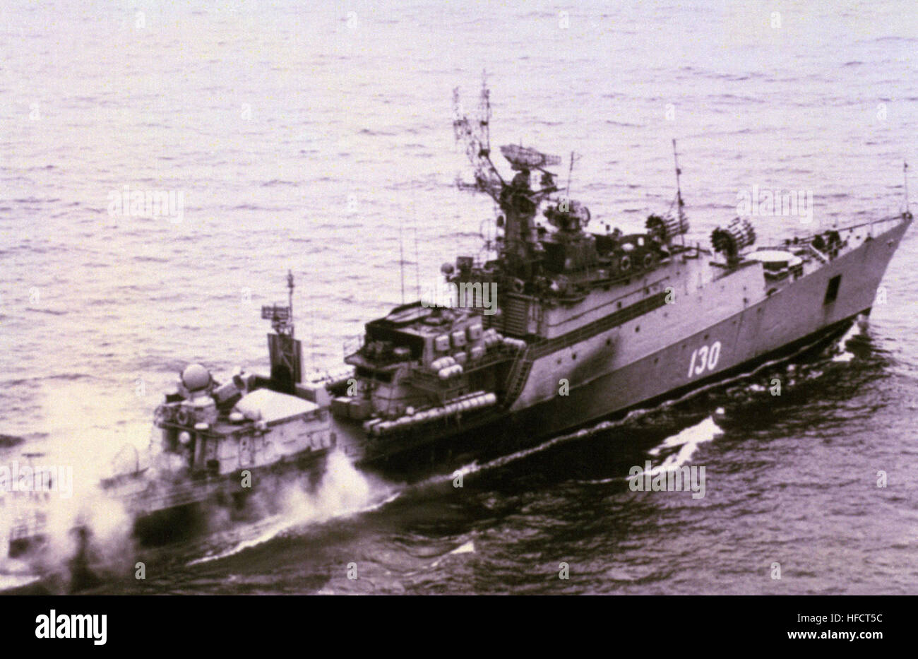 Aerial starboard quarter view of the Russian Navy Northern Fleet Grisha ...