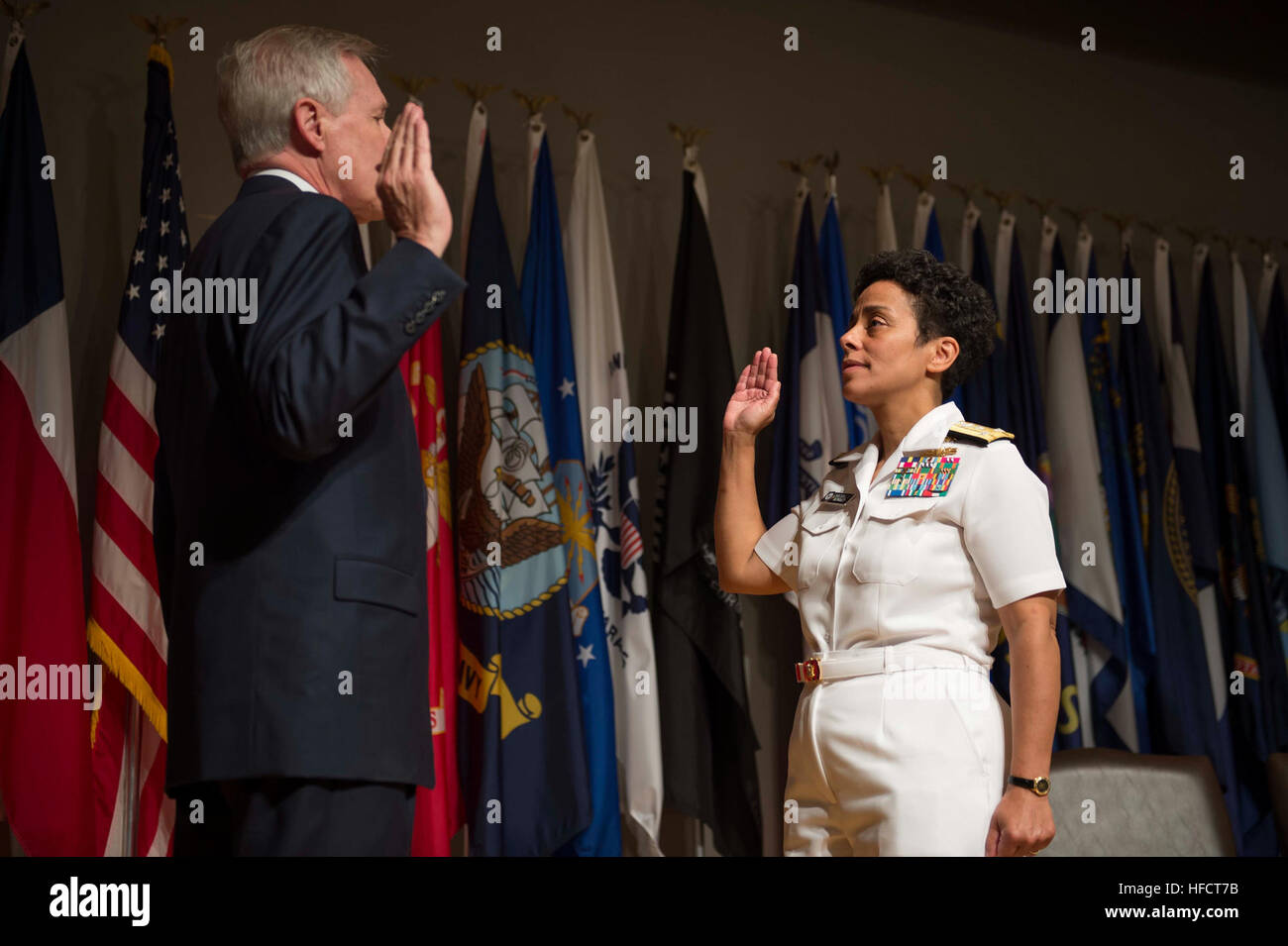 Secretary of the Navy Ray Mabus gives Vice Adm. Michelle Howard the ...