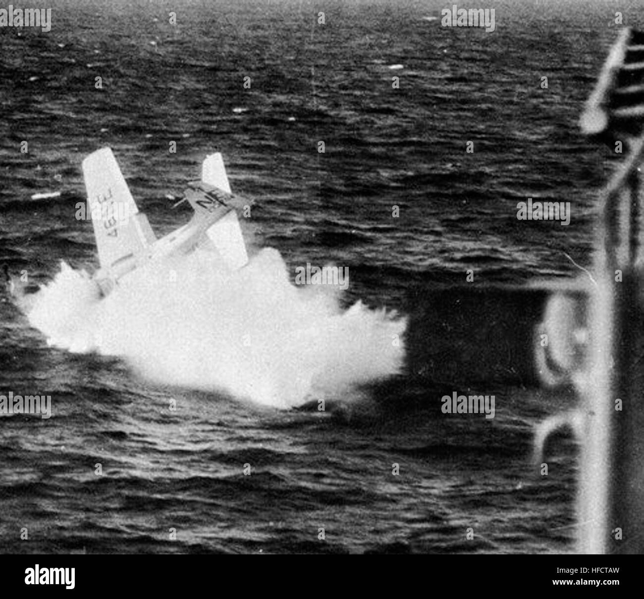 AD-5W of VAW-12 crashes off USS Coral Sea (CVA-43) c1956 Stock Photo ...
