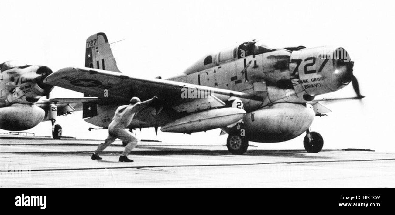 AD-5W Skyraiders of VAW-12 on USS Valley Forge (CVS-45) 1960 Stock ...