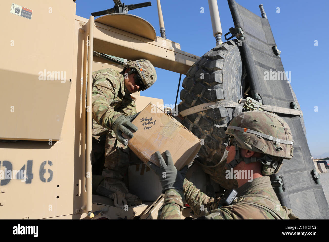 U.S. Army Spc. Giovanni Gonzalez, left, and Spc. Kaleb Propst, security ...