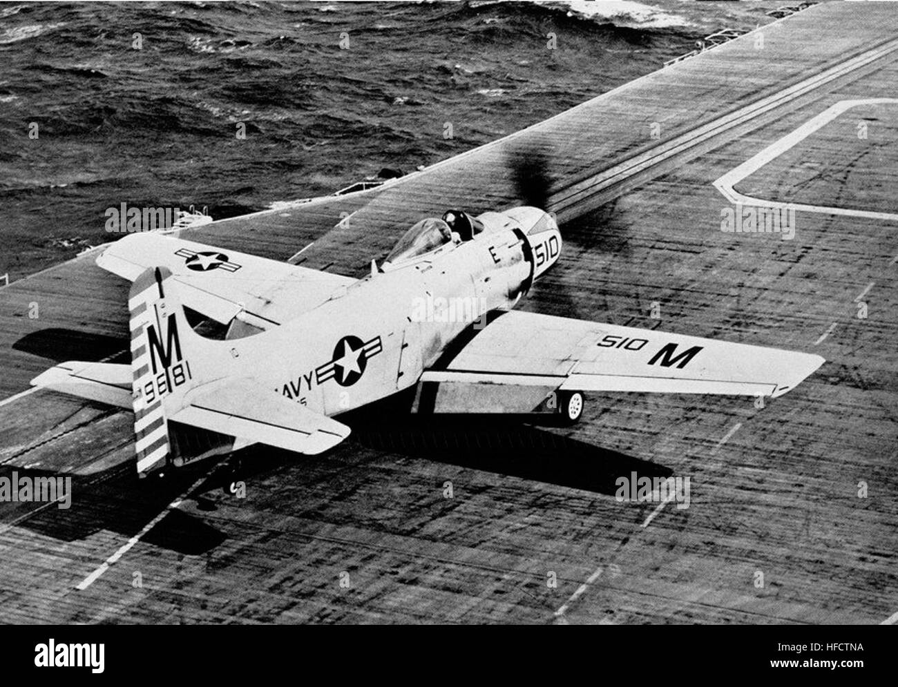AD-6 of VA-65 taking off from USS Shangri-La (CVA-38) c1957 Stock Photo ...