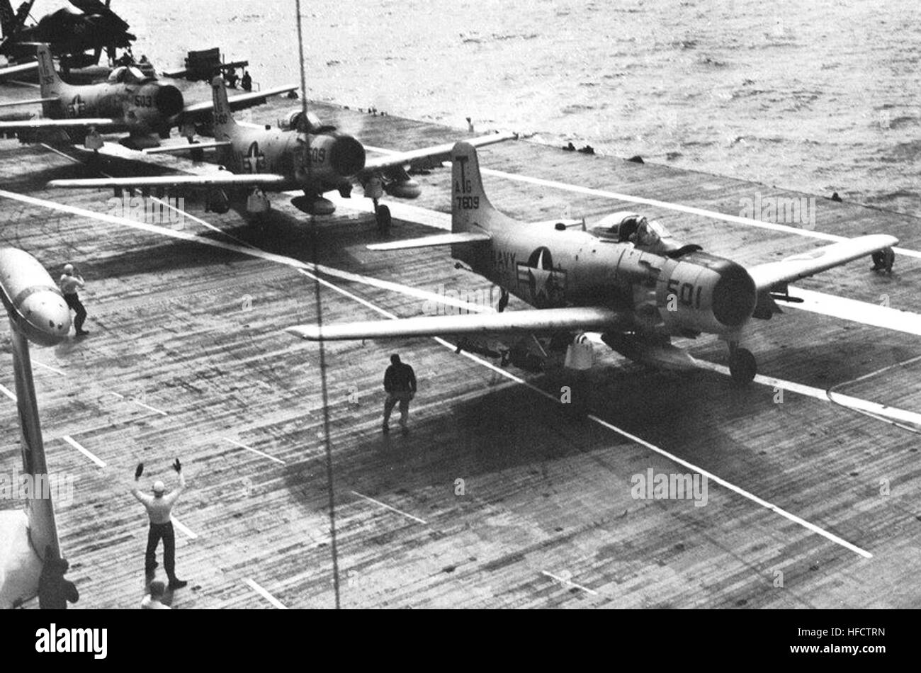 AD-6 Skyraiders of VA-105 on USS Bennington (CVA-20) c1956 Stock Photo ...
