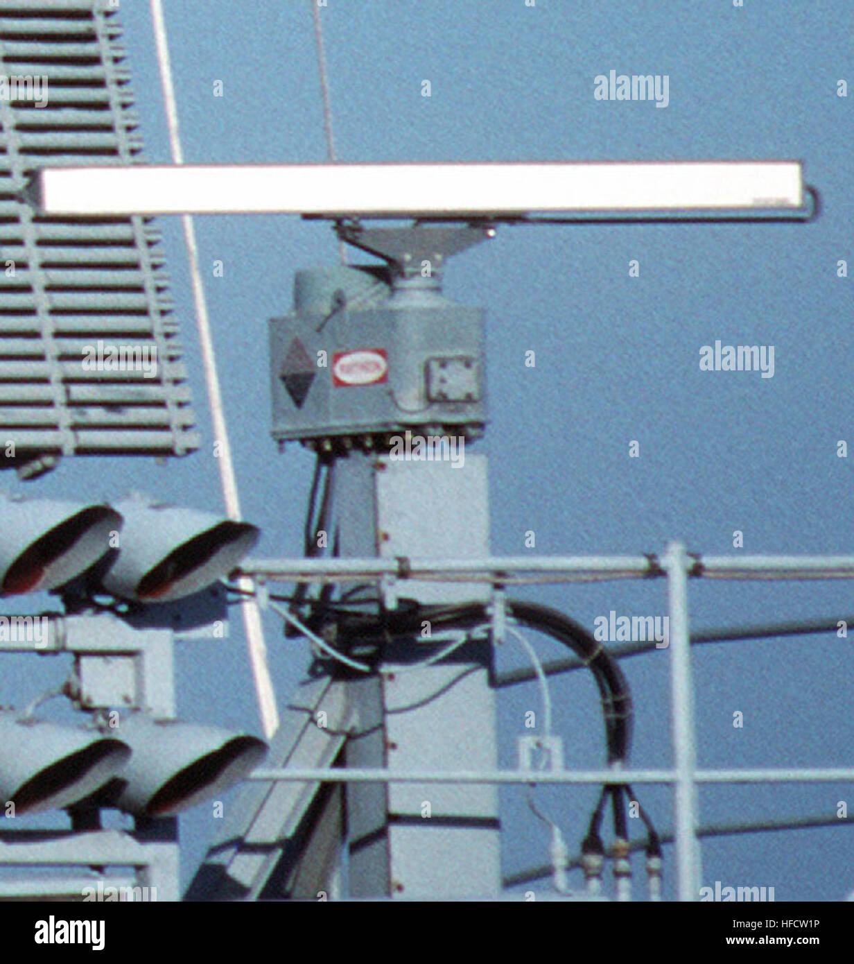 A view of the SPS-48B 3-D search radar antenna on the nuclear-powered ...