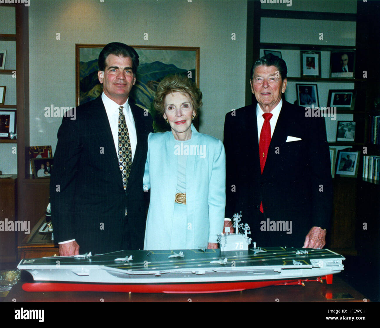 Reagans with USS Ronald Reagan model 1996 Stock Photo - Alamy