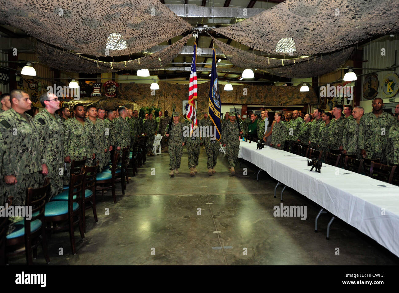 Sailors assigned to the color guard parade the colors during 73rd ...