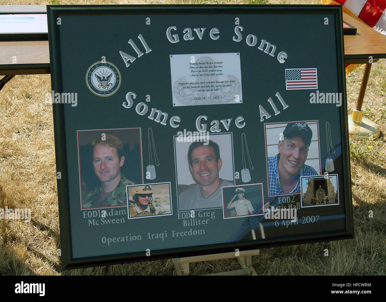 A poster commemorating members of Explosive Ordnance Disposal Mobile ...