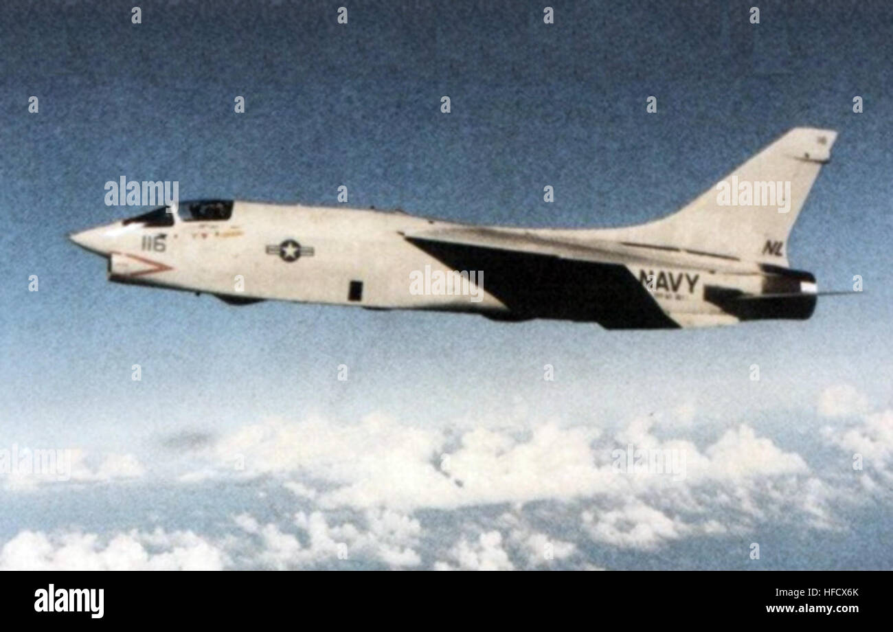 RF-8G Crusader VFP-63 in flight 1981 Stock Photo - Alamy