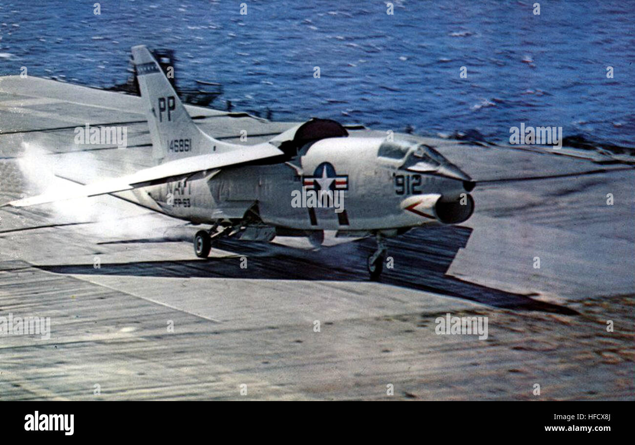 RF-8A of VFP-63 landing on USS Ticonderoga (CVA-14) in 1963 Stock Photo ...