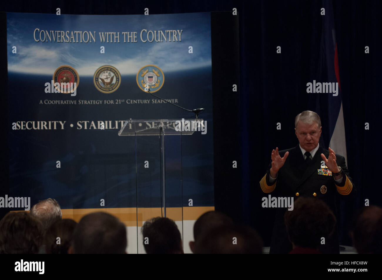 Chief of Naval Operations Adm. Gary Roughead speaks with local academia ...