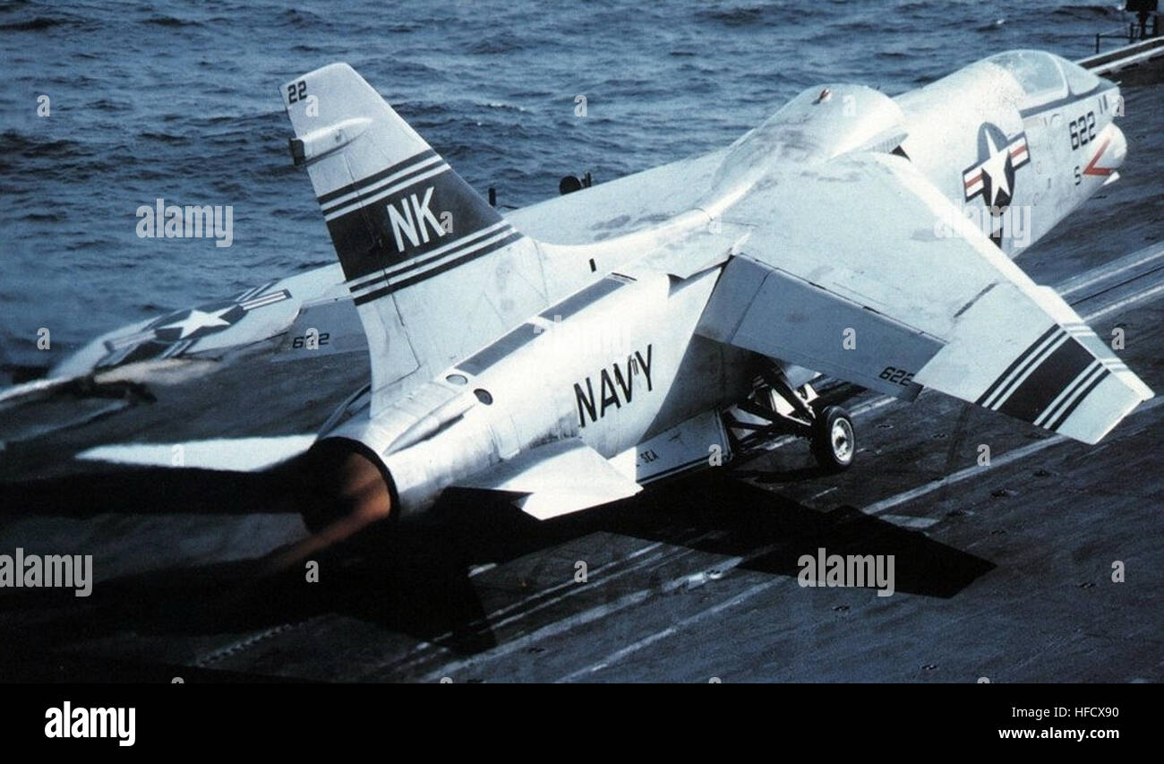 RF-8G of VFP-63 on USS Coral Sea (CV-43) c1980 Stock Photo - Alamy