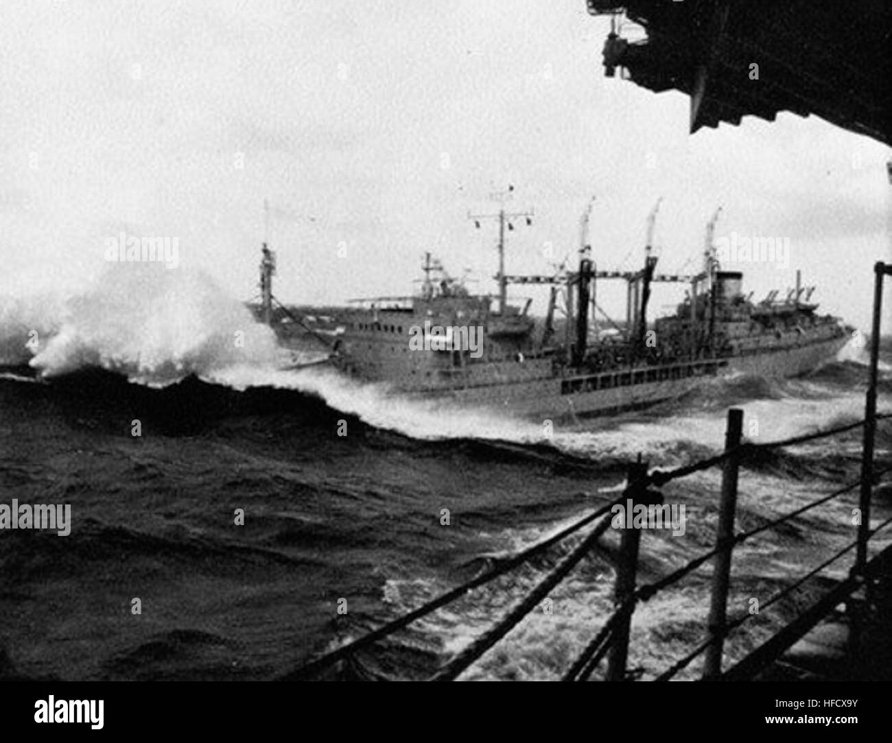 The Royal Fleet Auxiliary tanker RFA Tidesurge (A98) refuels the ...