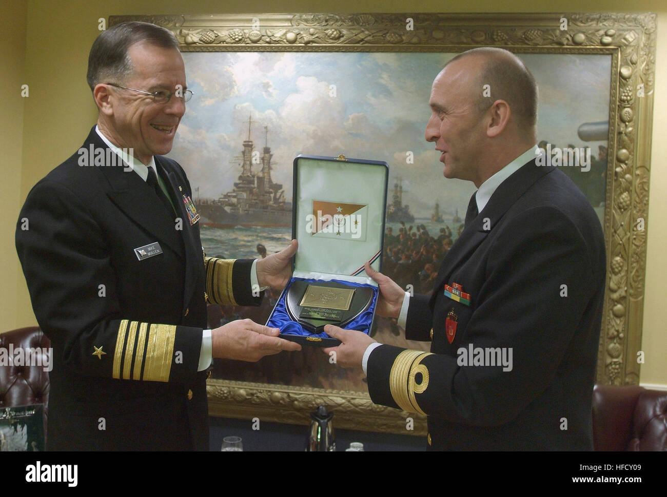 US Navy (USN) Admiral (ADM) Mike Mullen (left), Chief of Naval ...