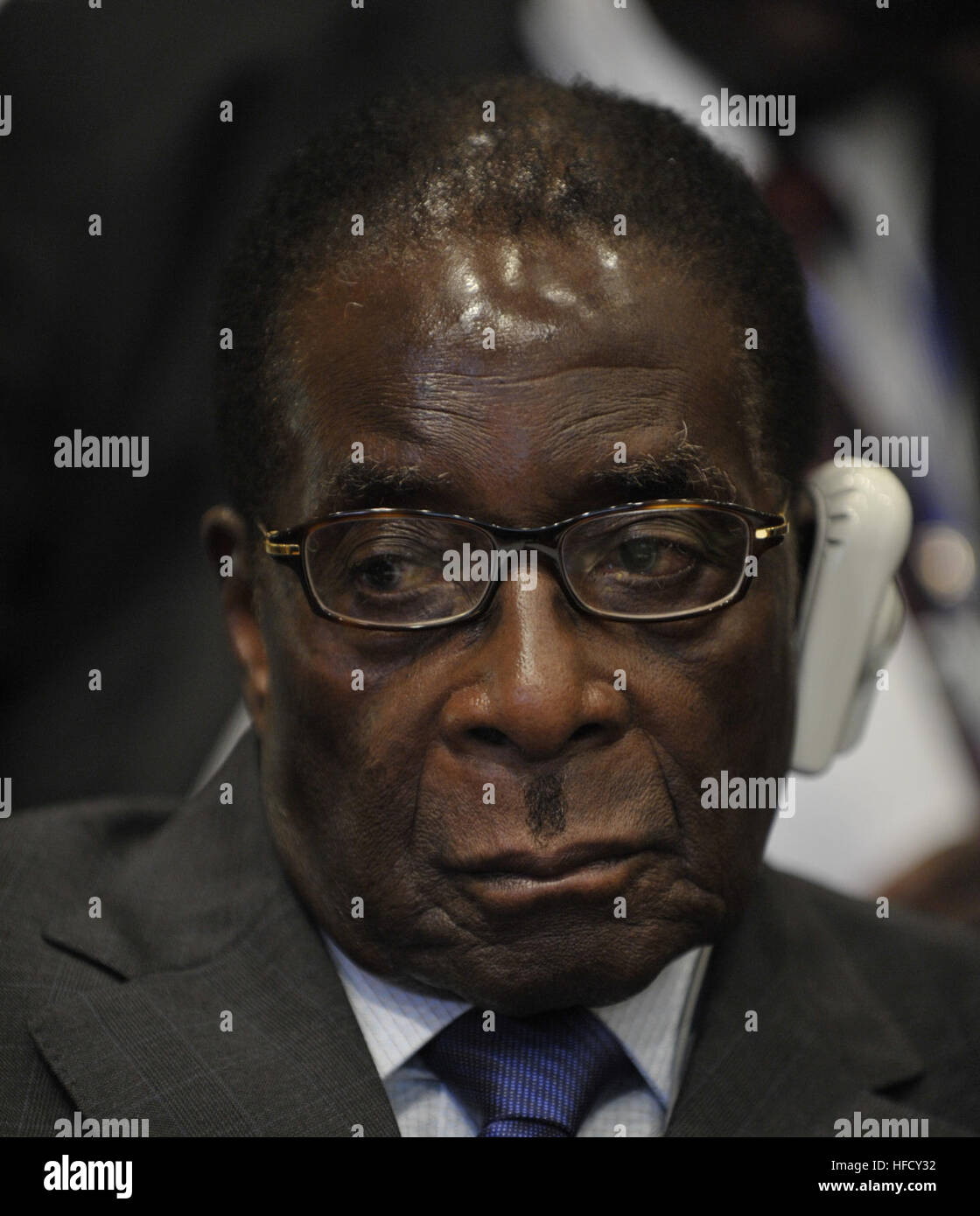 Robert Mugabe, president of Zimbabwe, attends the 12th African Union ...