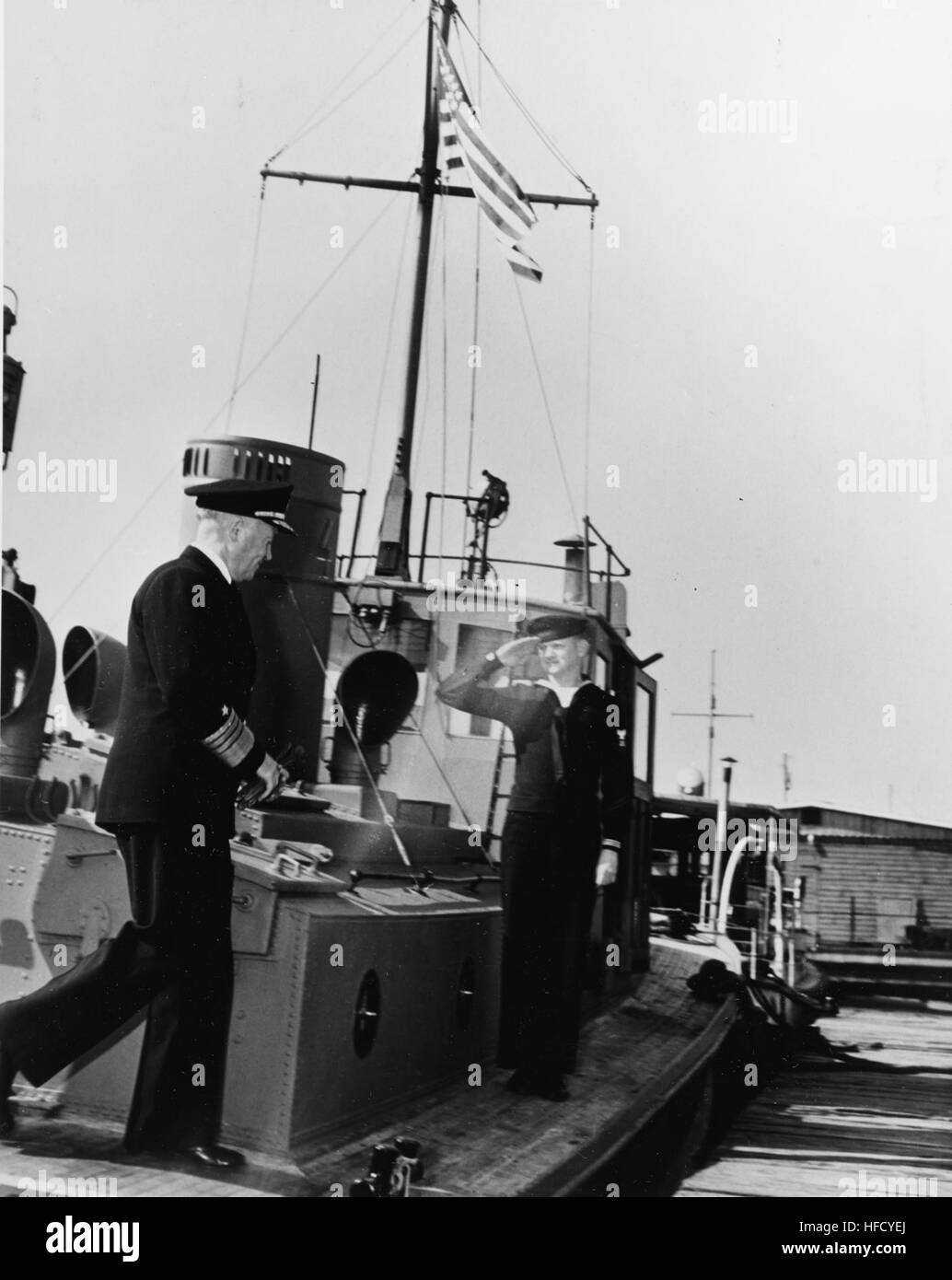 Admiral Forrest Sherman, USN, inspecting Rhine River Patrol in 1950 ...