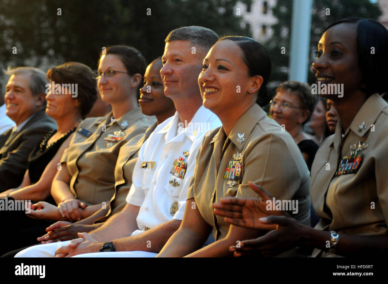 Master Chief Petty Officer of the Navy Rick West, center, joins the ...
