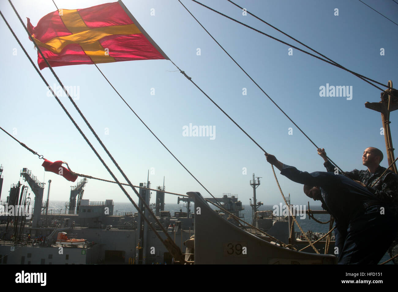 GULF OF ADEN (Aug. 20, 2013) Quartermaster 2nd Class, right, and ...