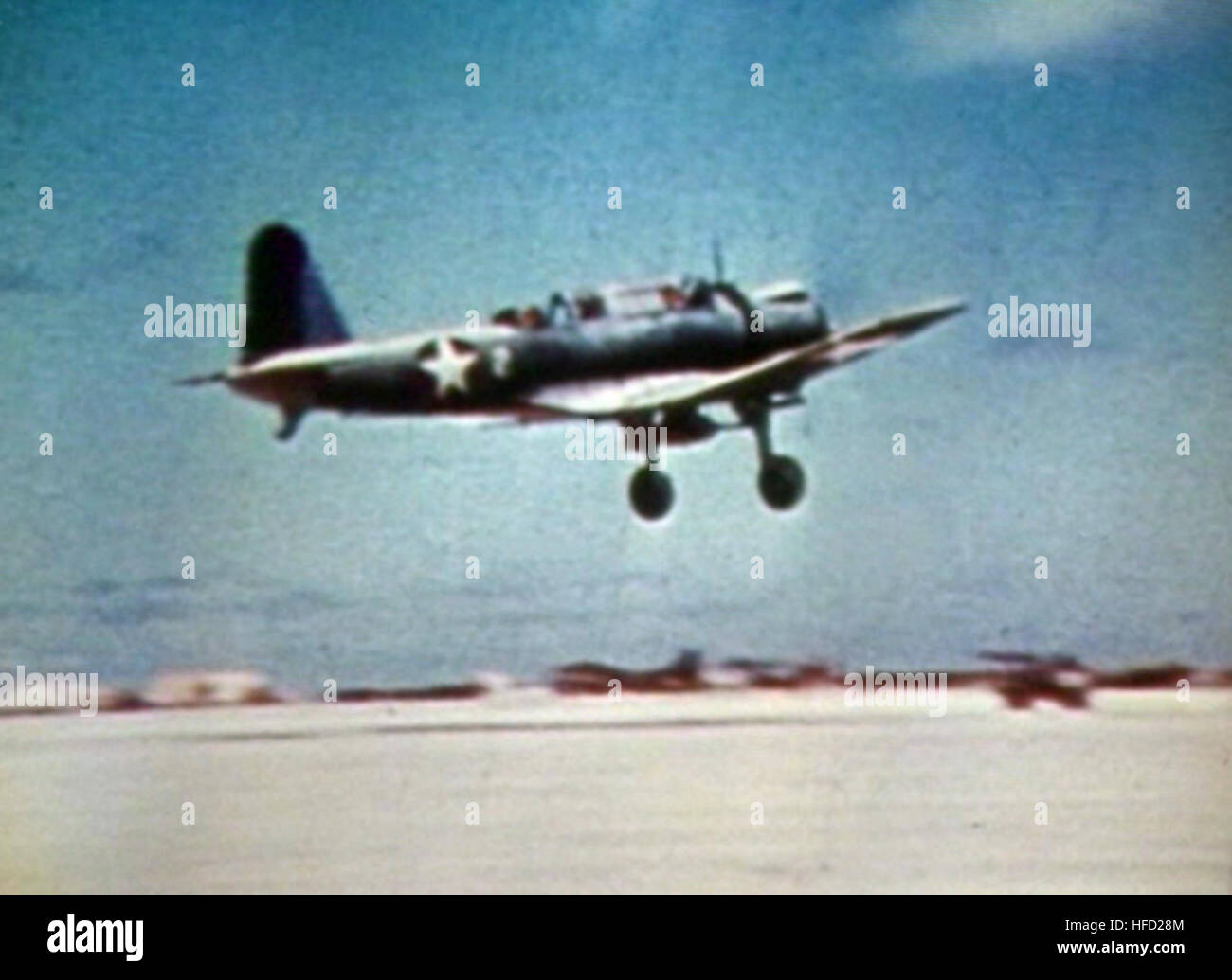 SB2U taking off from Midway Jun 1942 Stock Photo - Alamy