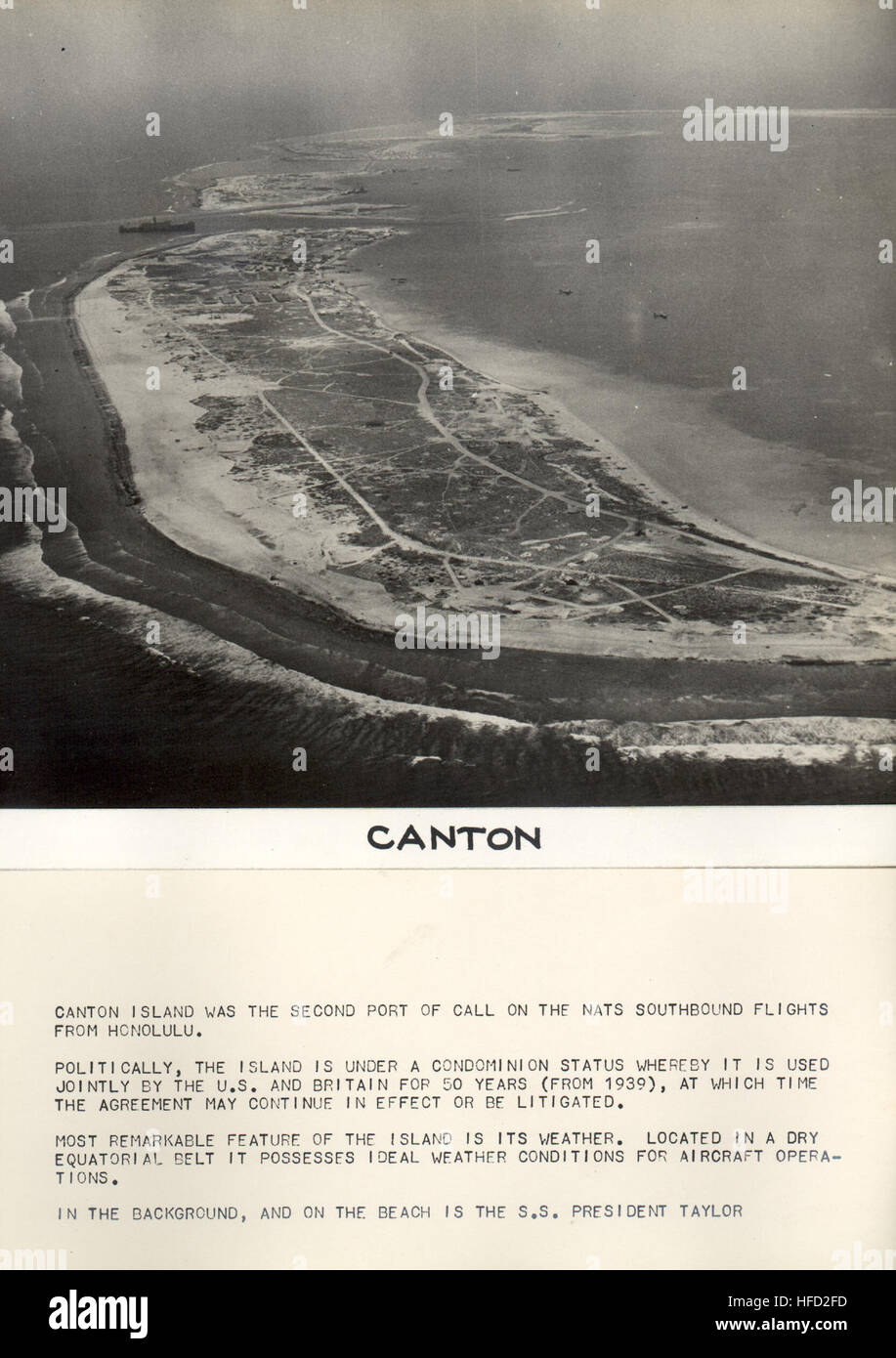 Aerial view of Canton Island Stock Photo - Alamy