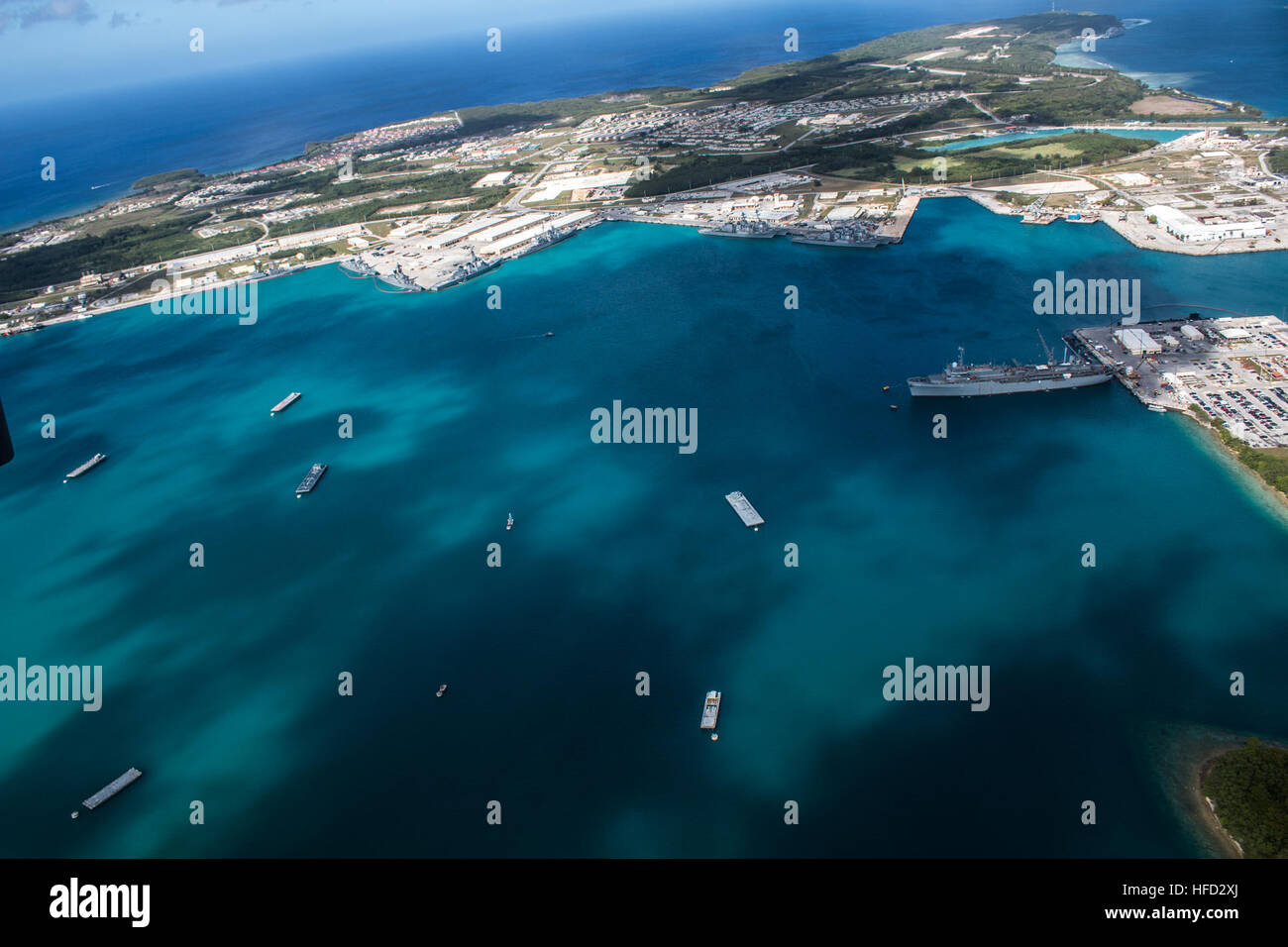 APRA HARBOR, Guam (March 5, 2016) – An aerial view from above U.S ...