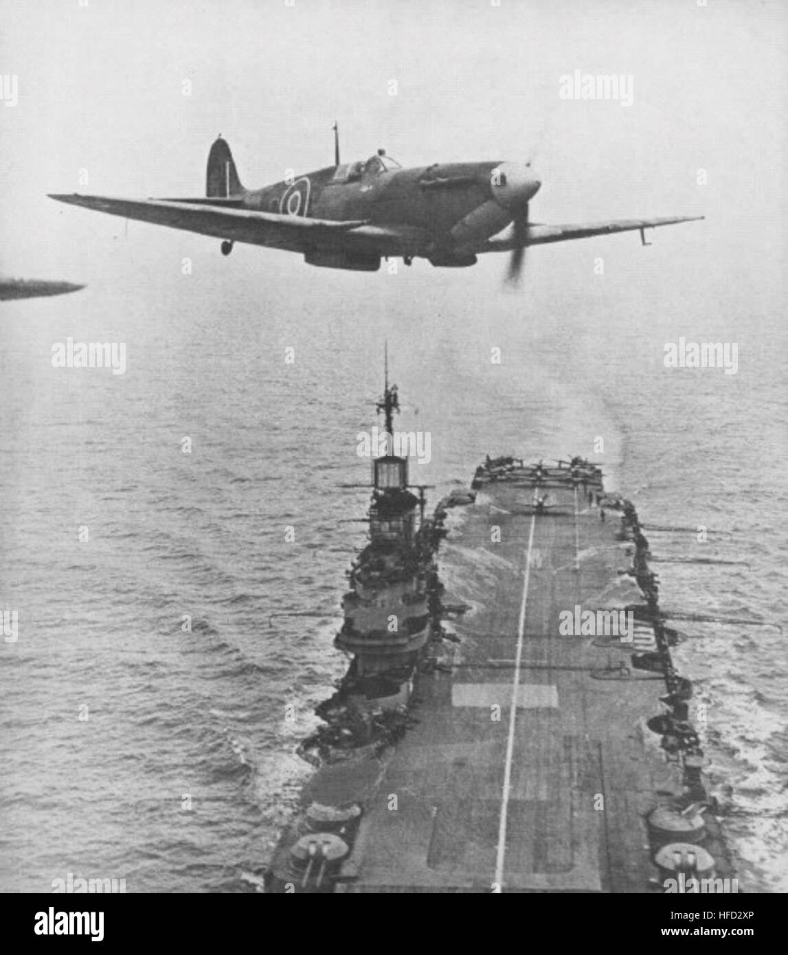 Seafire over Invincible-class NAN2-1-44 Stock Photo - Alamy