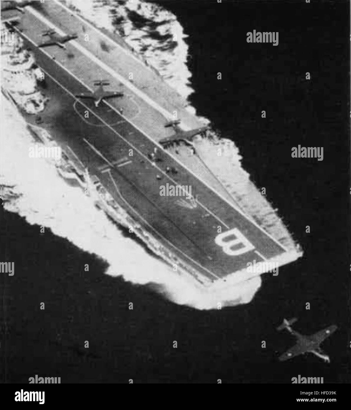 Sea Hawks launching from HMS Bulwark (R08) 1956 Stock Photo - Alamy