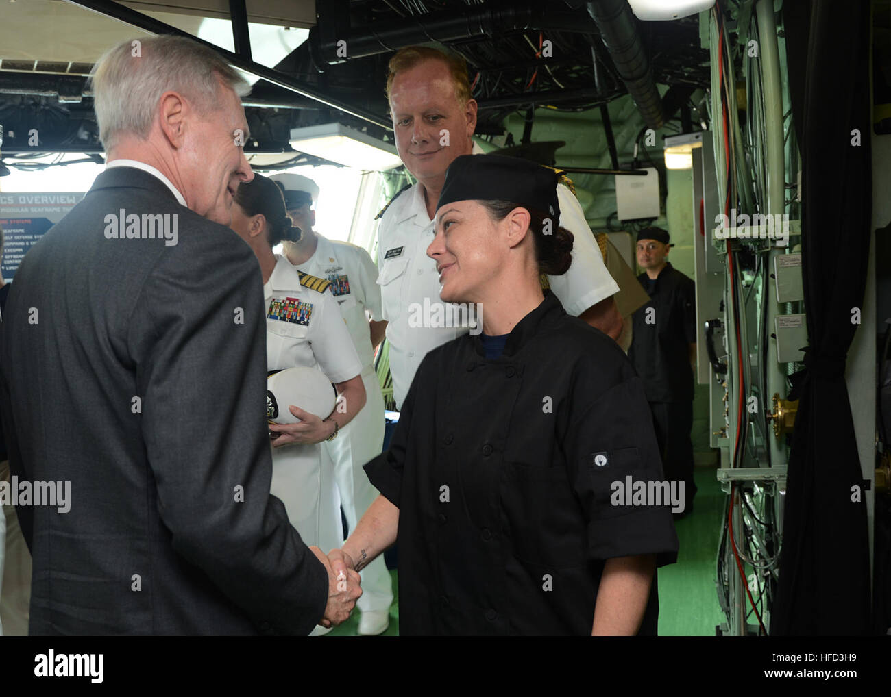 Secretary of the Navy Ray Mabus, left, thanks U.S. Navy Culinary ...