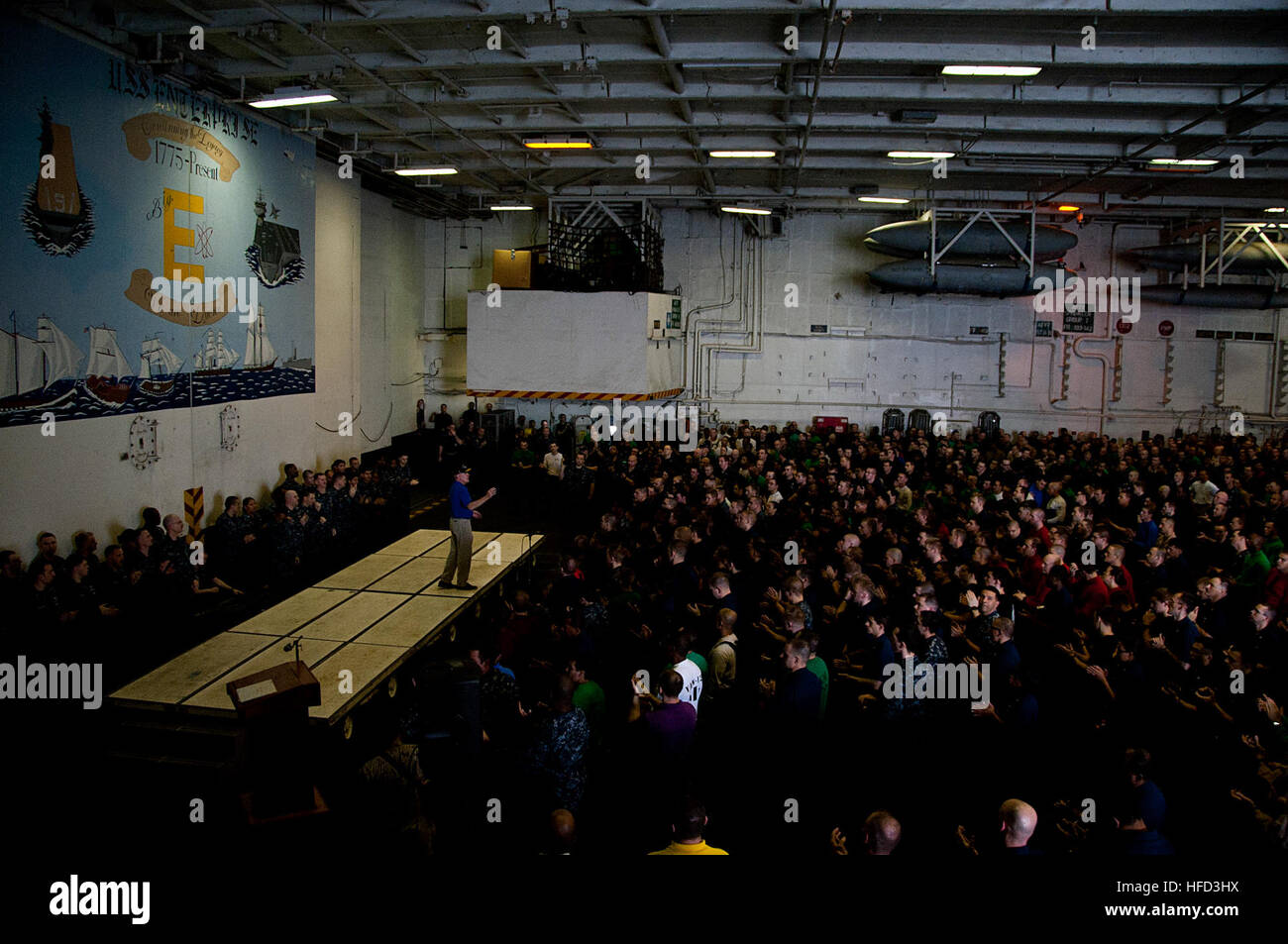 Secretary of the Navy Ray Mabus speaks to U.S. Sailors and Marines ...