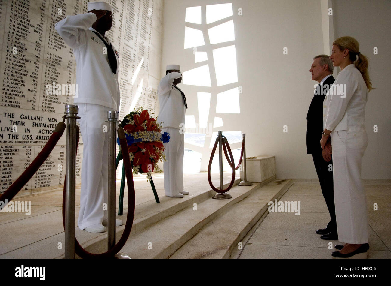 Secretary of the Navy Ray Mabus and his wife, Lynne Mabus, pay their ...