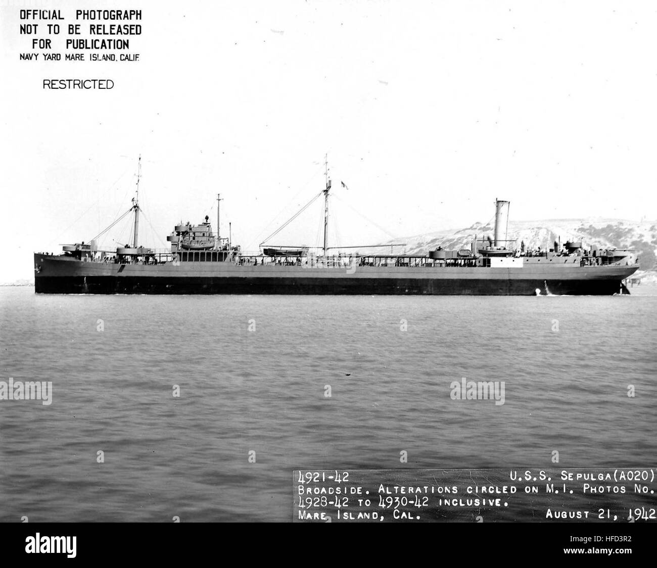 The U.S. Navy vessel Sepulga (AO-20) is a fleet oiler used for underway ...