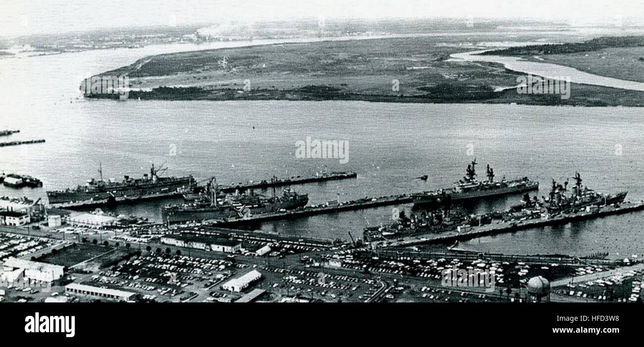 Aerial view of the US Naval Weapons Station Charleston in 1972 Stock ...