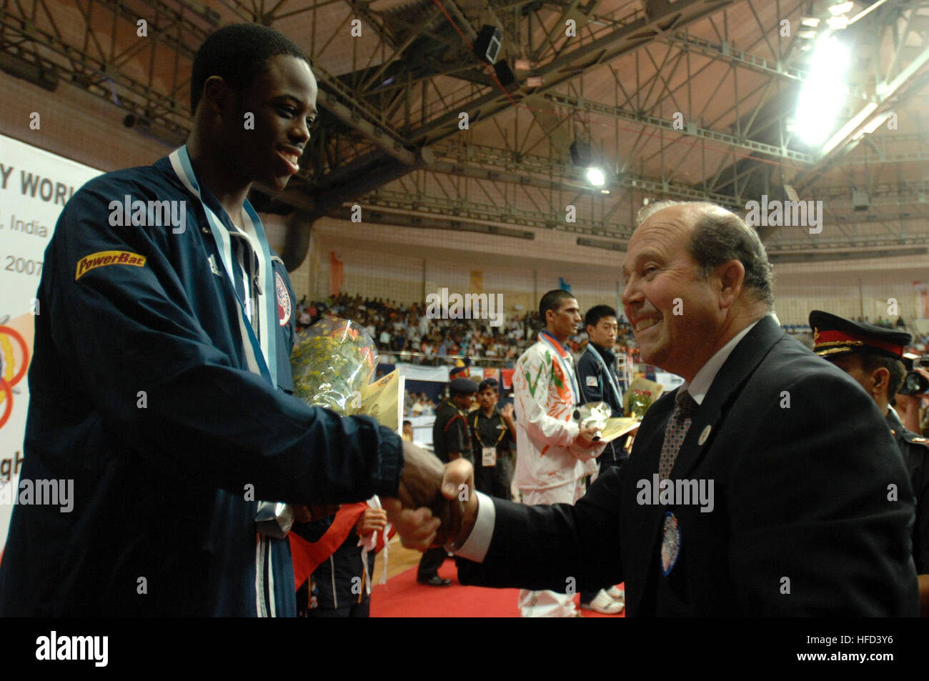 Sgt. John Franklin receives a congratulatory handshake from U.S. boxing ...