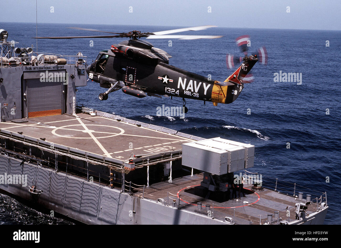 A left rear view of an SH-2F Seasprite helicopter from Light Heicopter ...