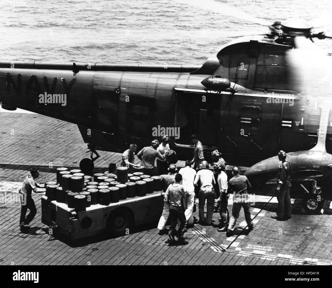 SH-3A Sea King of HS-2 on USS Oriskany (CVA-34) off Vietnam in July ...