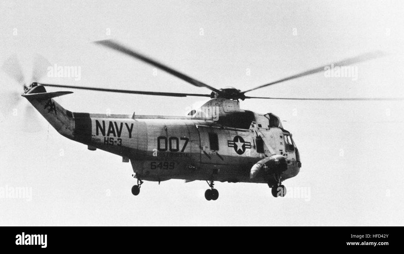 SH-3D Sea King of HS-3 in flight in 1974 Stock Photo - Alamy