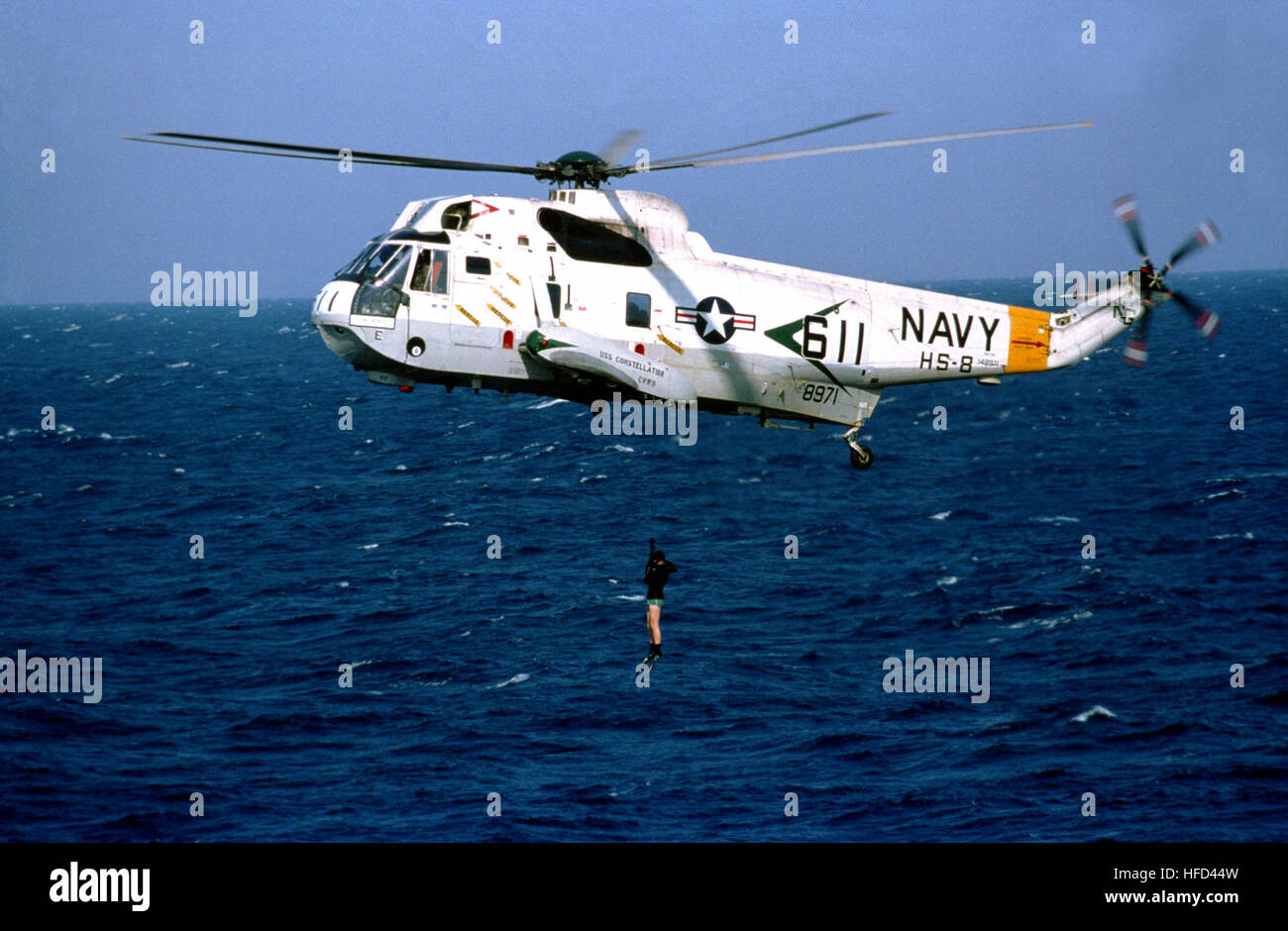 Left side view of a SH-3A Sea King helicopter demonstrating rescue ...