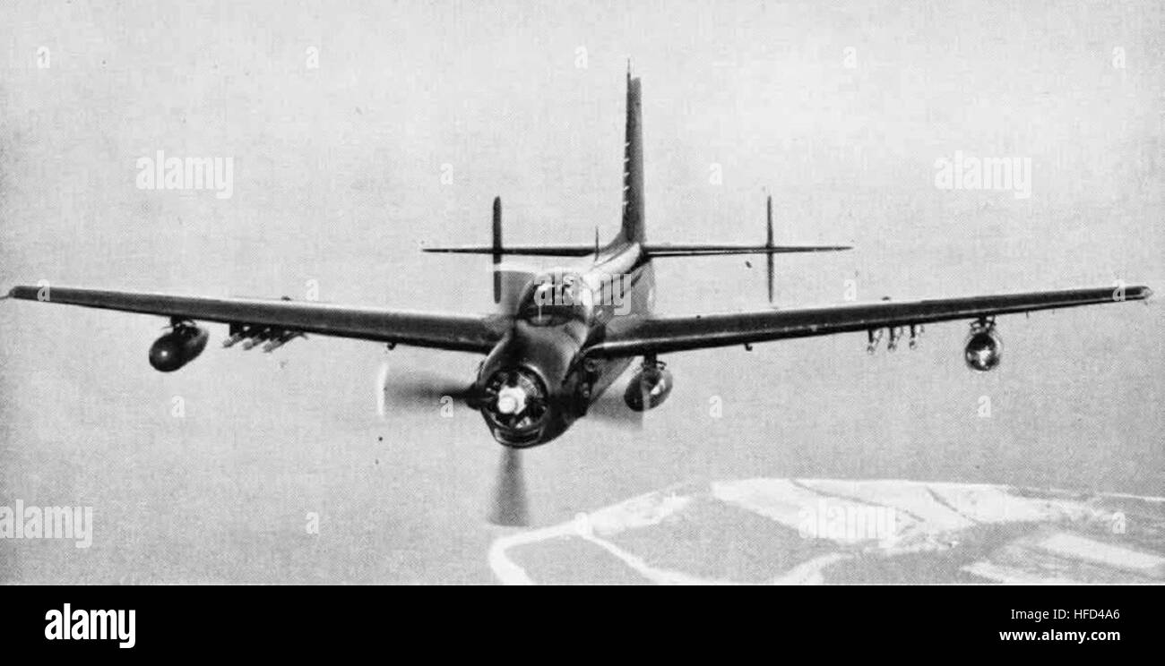 An AF-2S Guardian anti-submarine warfare aircraft is shown in flight ...