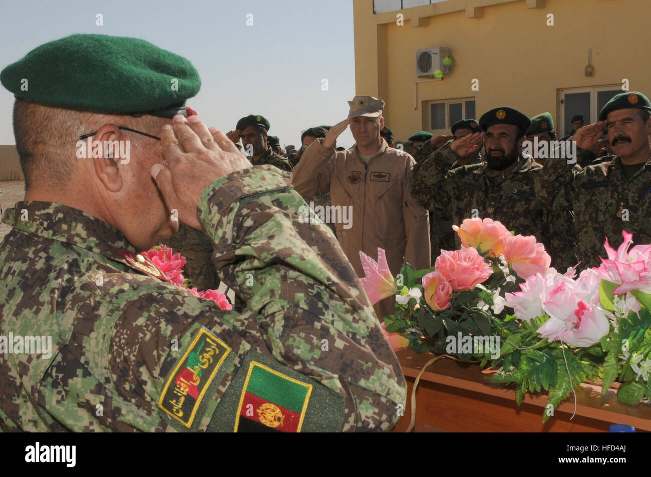 SHINDAND, Afghanistan -- An Afghan Air Force officer holds his salute ...