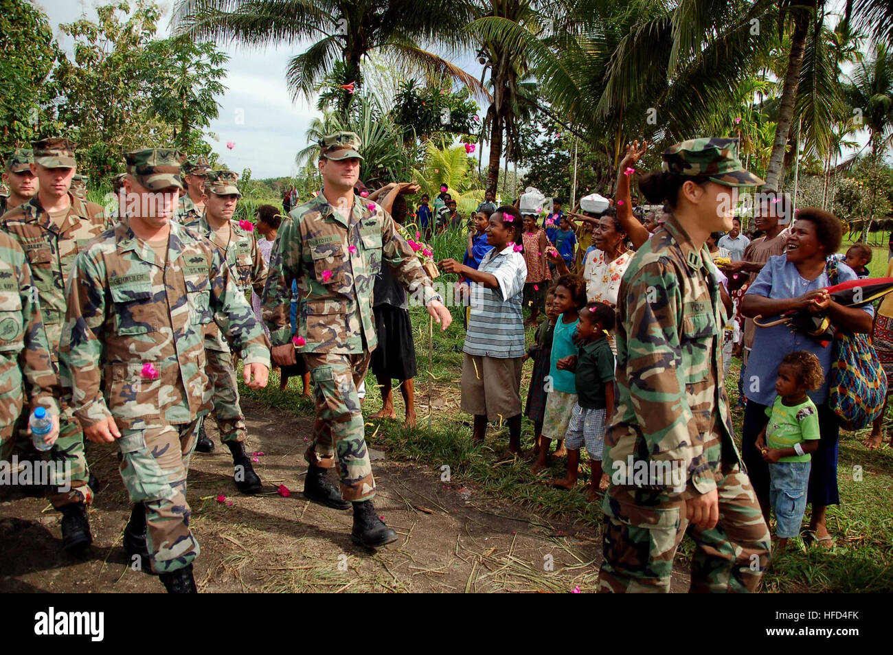 Popondetta villagers greet Seabees assigned to Naval Mobile ...