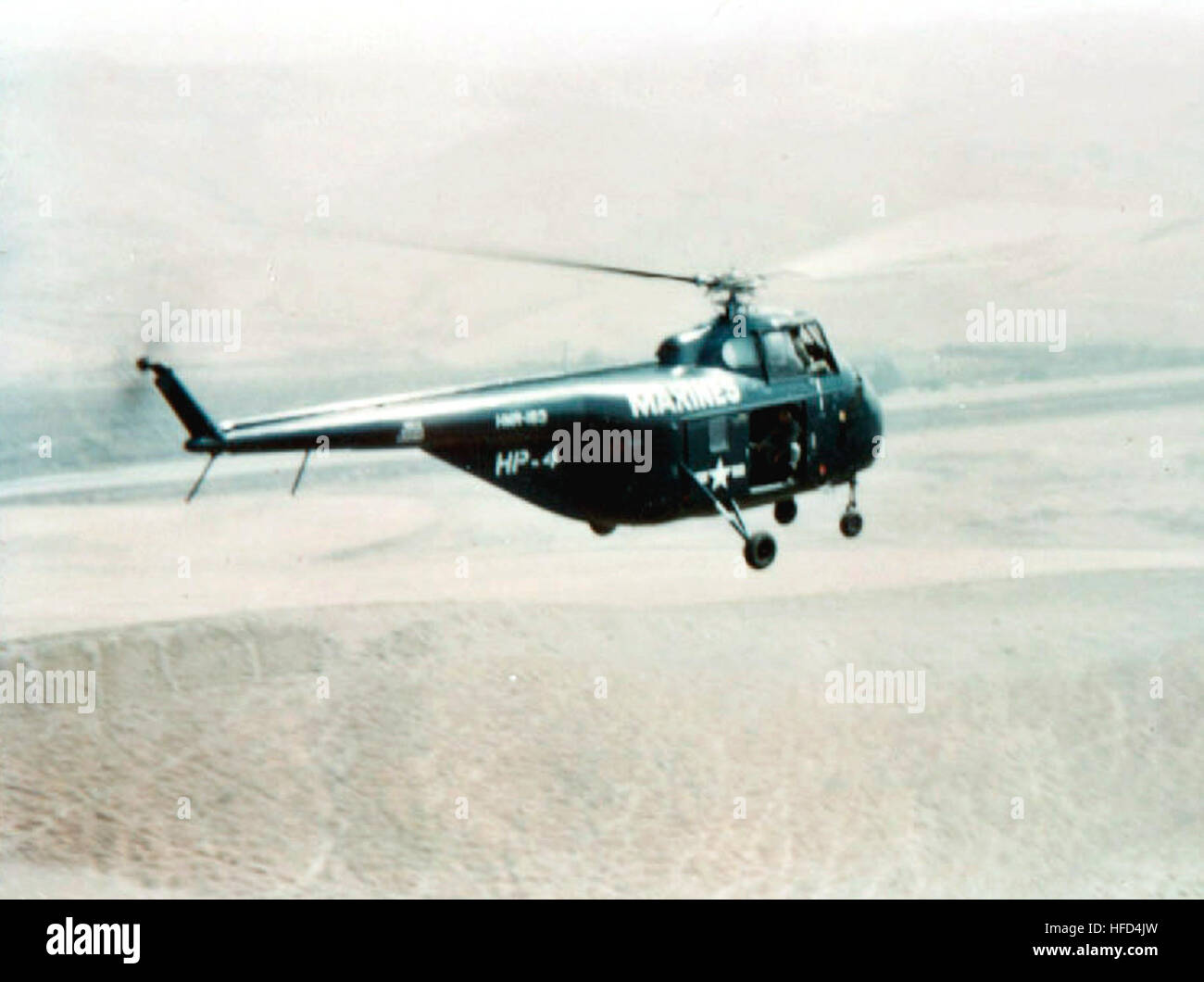 A Sikorsky HRS helicopter from Marine Helicopter Transport Squadron 163 ...