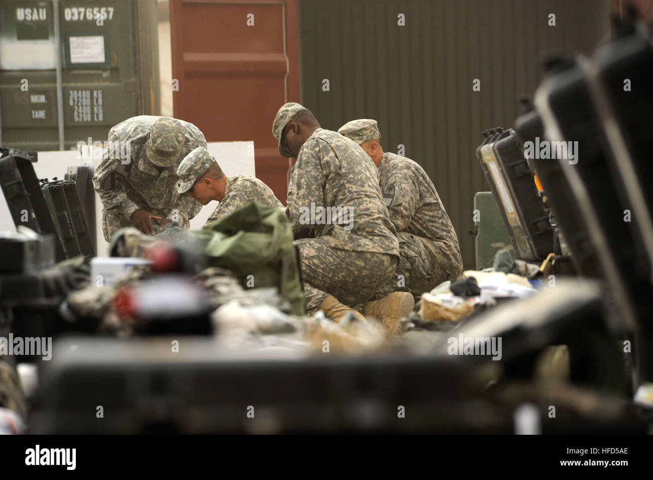U.S. Soldiers assigned to Alpha Distribution Company, 215th Brigade ...