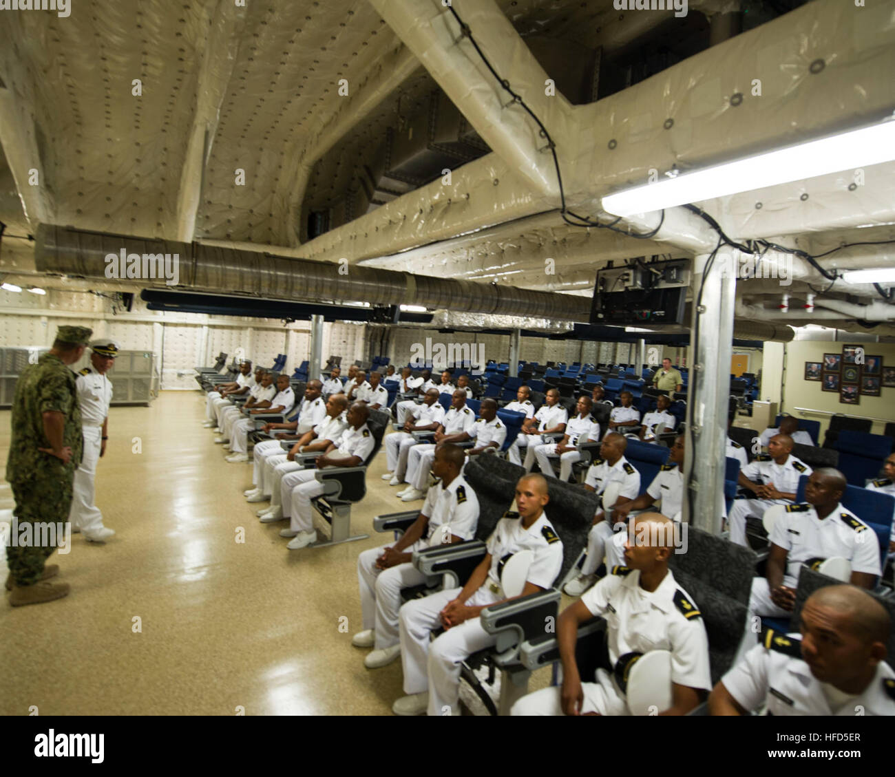 Students from the Dominican Republic Naval Academy ask questions about ...