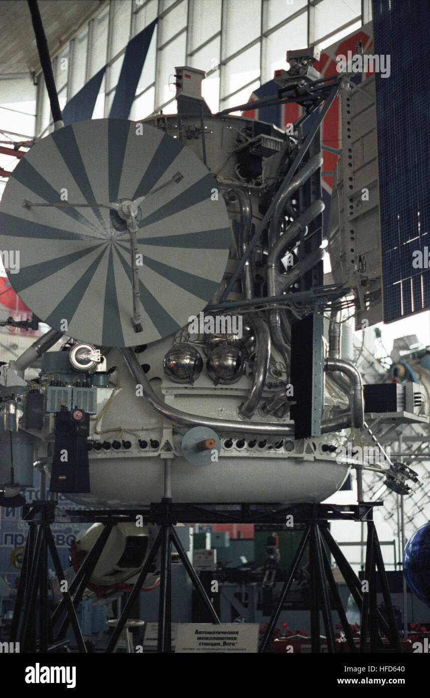 A life-size replica of a large Soviet communications satellite recently ...