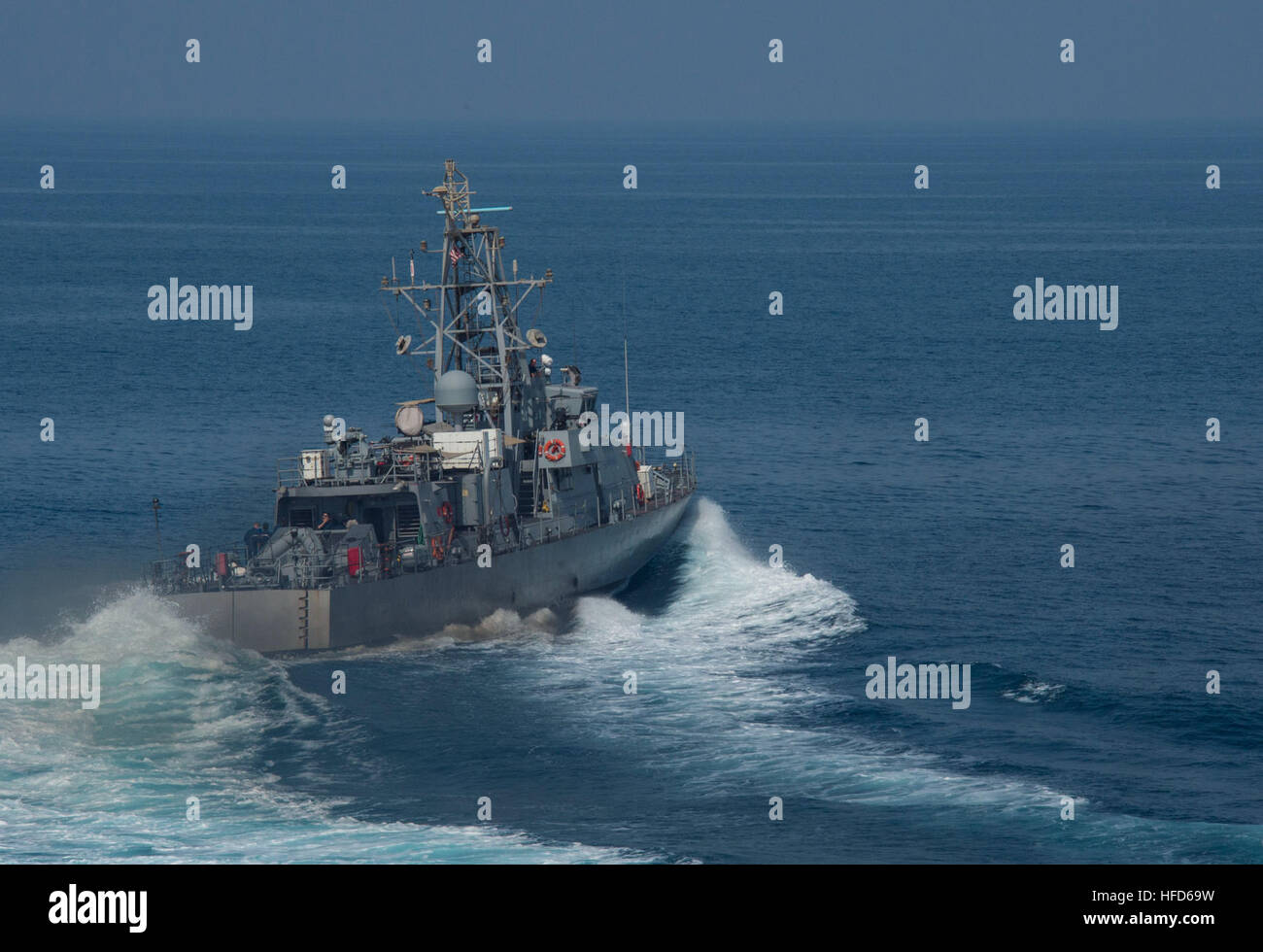Patrol coastal ship USS Whirlwind (PC 11) makes a high speed turn ...