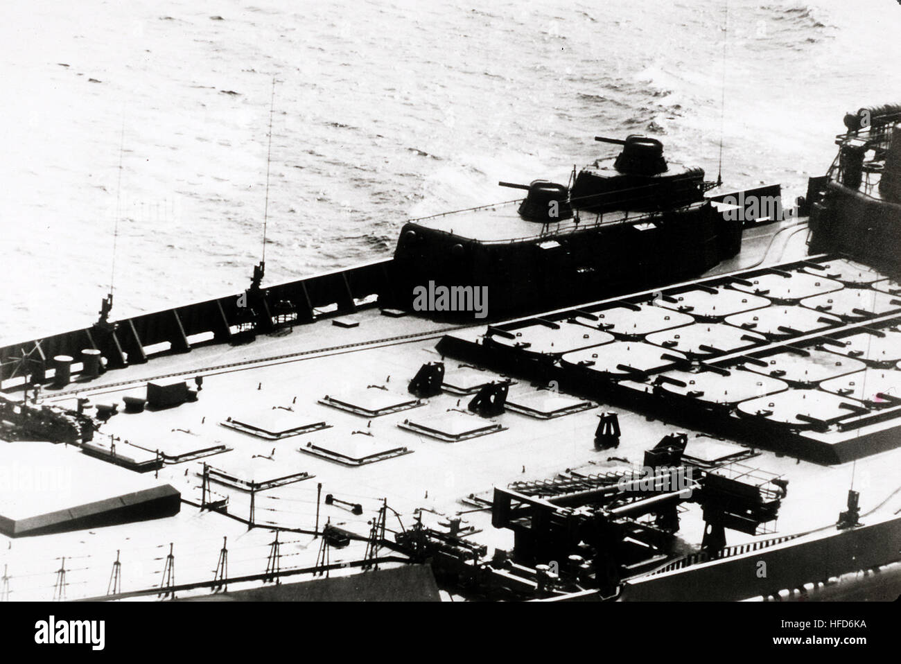 A view of the forward deck on the Soviet Kirov-class guided missile ...
