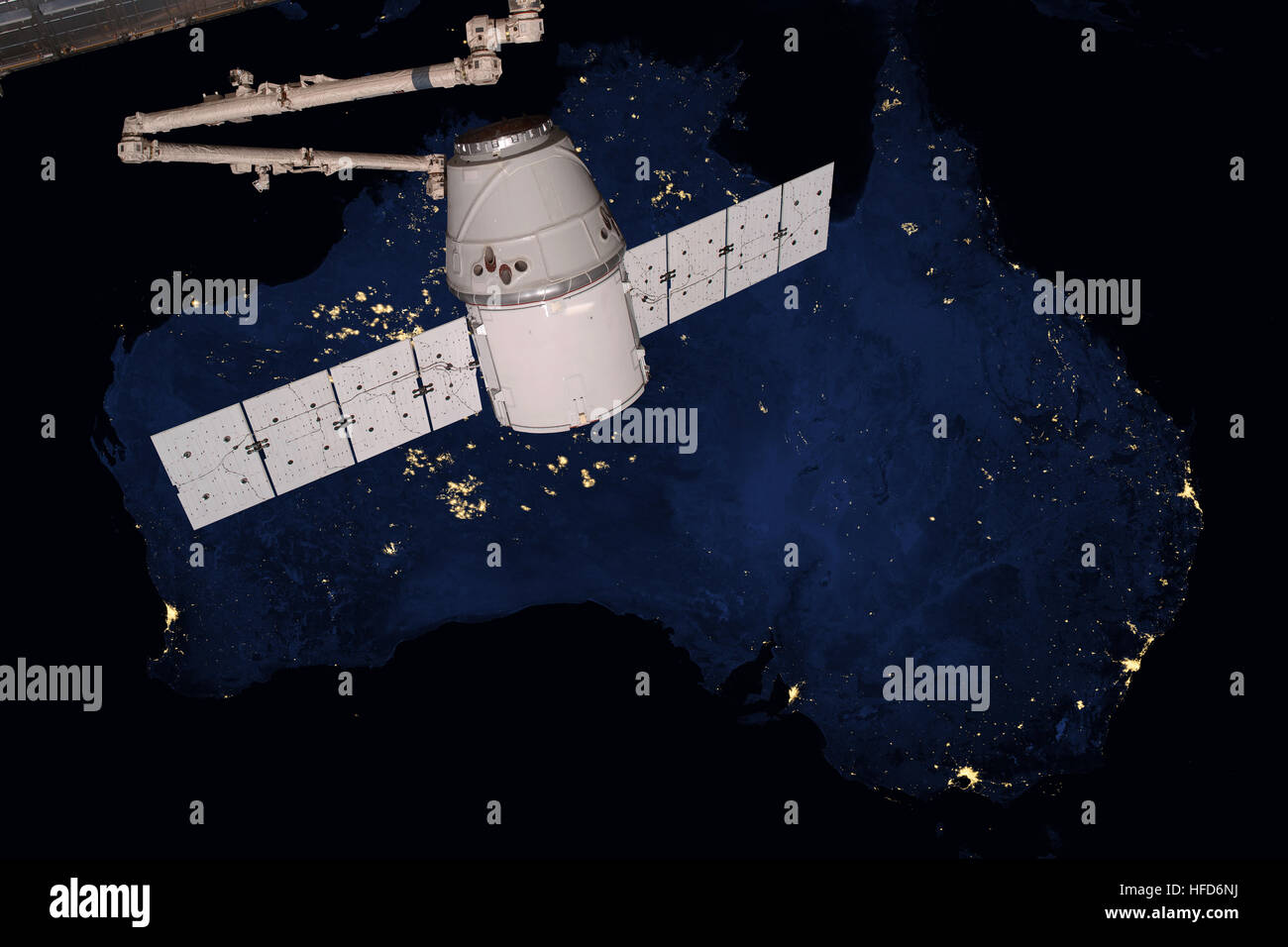 SpaceX Dragon orbiting the planet Earth Stock Photo - Alamy