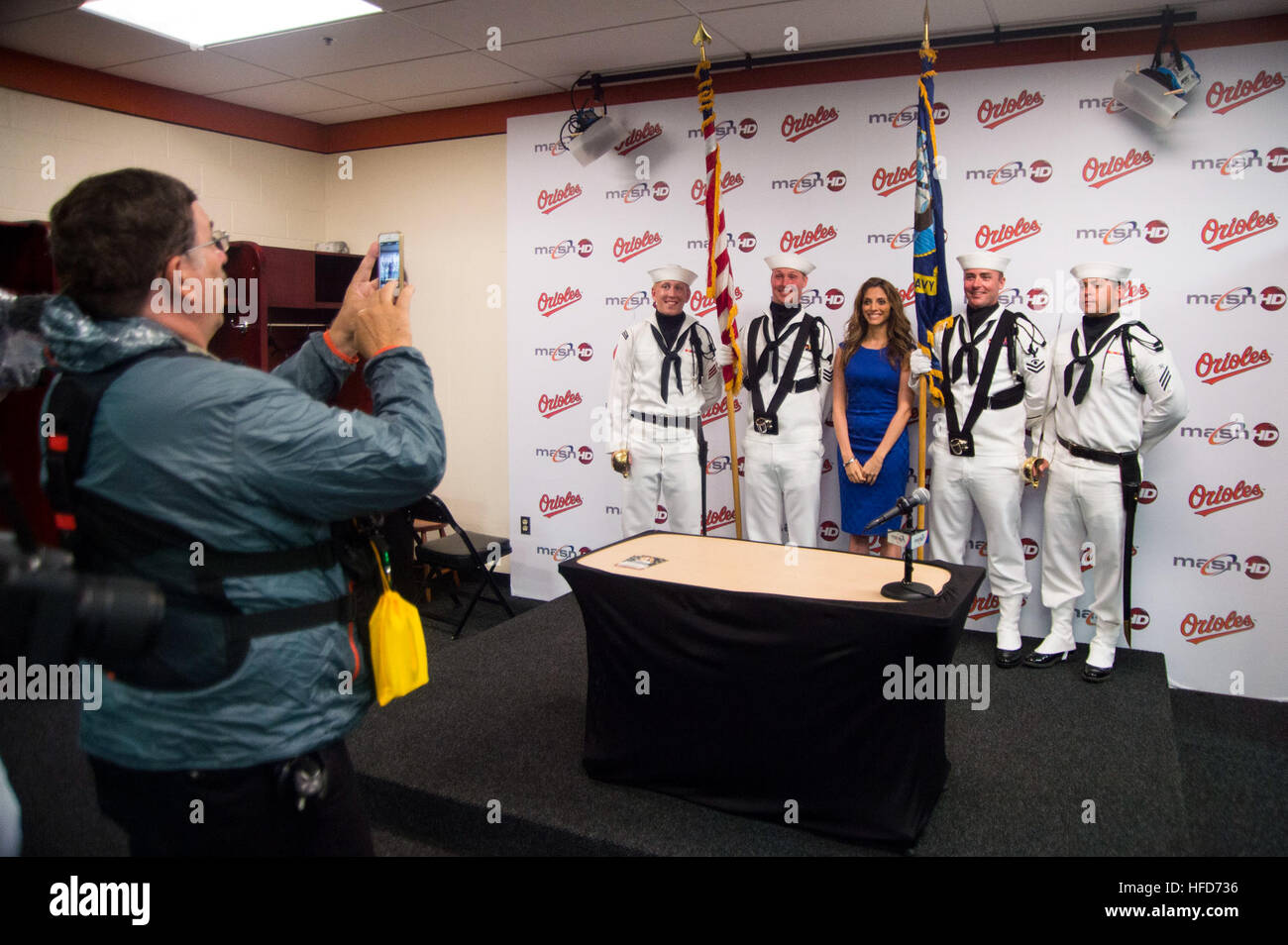 Sailors from the USS Constitution Color Guard and Janine Stange ...