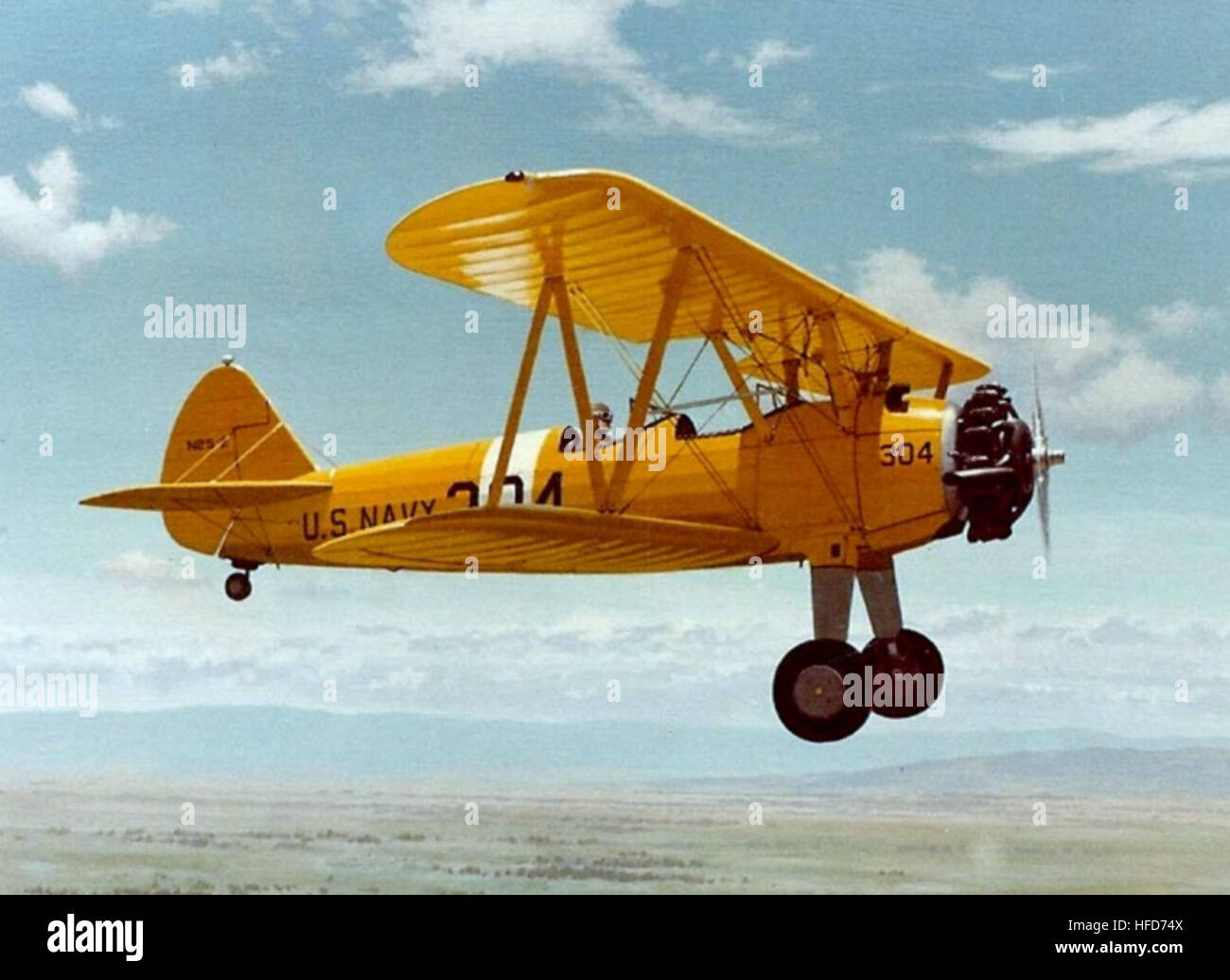 Stearman N2S-2 USN in flight Stock Photo - Alamy