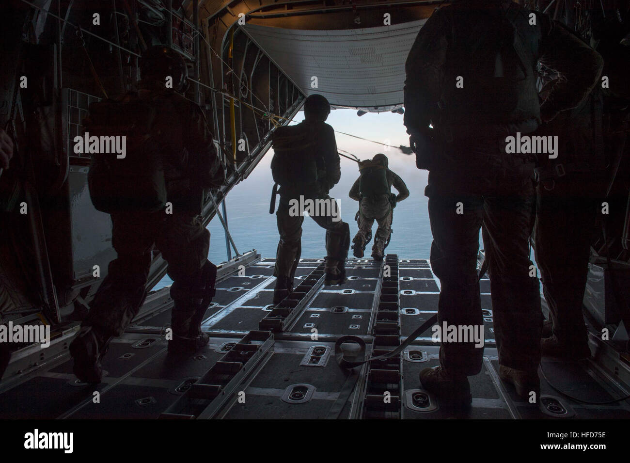 Members of Explosive Ordnance Disposal Mobile Unit (EODMU) 11 jump out ...
