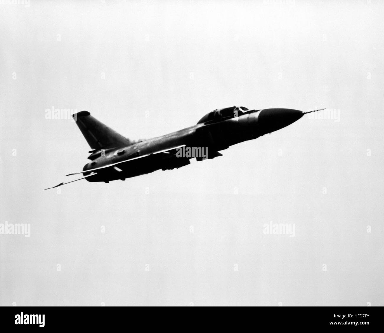 An air-to-air, right front view of a Soviet Su-15 Flagon-C aircraft. Su ...